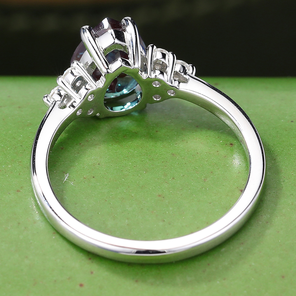 Pear Shaped Alexandrite Engagement Ring Vintage White Gold - gardensring